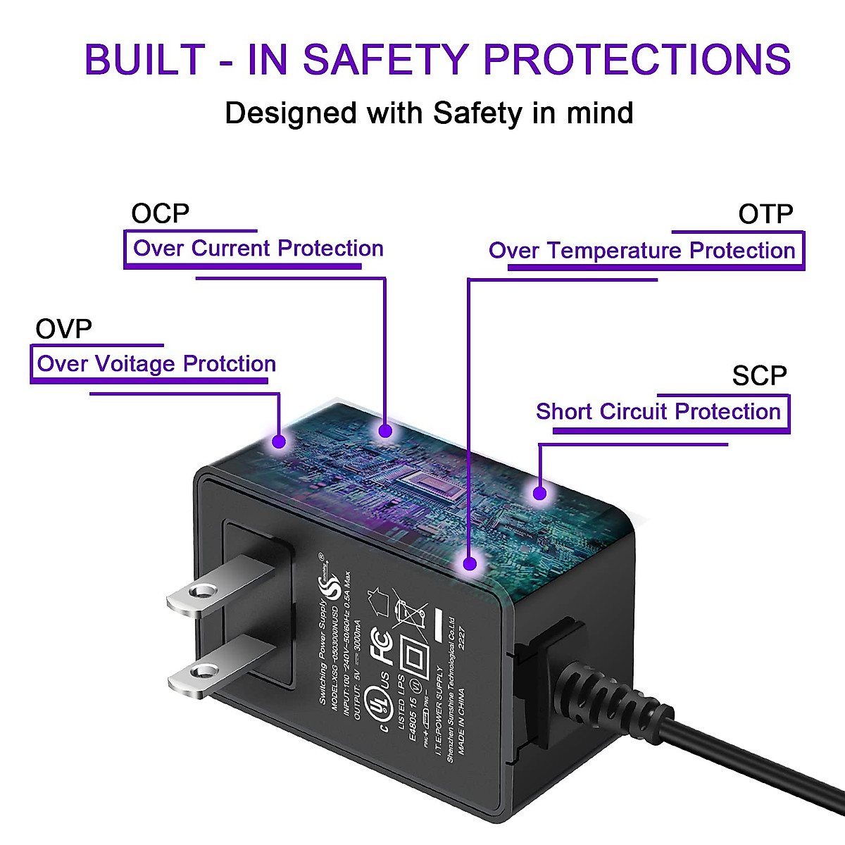 [5V 3A 15W] Raspberry Pi 3 Case, iUniker Pi 3 b+ Case, Raspberry Pi 3 Power Supply with Switch Raspberry Pi Power Supply (UL Listed)