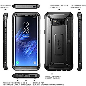 SUPCASE Unicorn Beetle PRO Series Phone Case for Samsung Galaxy S8 Plus, Full-Body Rugged Holster Case with Built-in SP for Galaxy S8 Plus (Black)