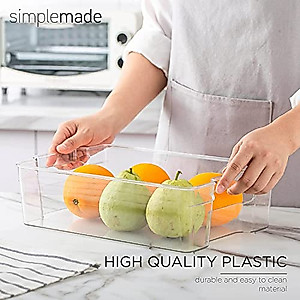 SIMPLEMADE Clear Refrigerator Organizers, 2 Pack Large Sized 8" x 12" Clear Bins for Fridge, Containers for Fridge and Freezer, Multipurpose Storage for Kitchen, Office, Bathroom