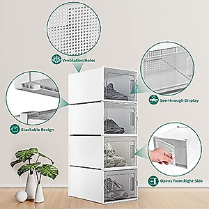 YITAHOME Shoe Box, Set of 12 Shoe Storage Organizers Stackable Shoe Storage Box Rack Clear Drawer-White, Medium Size,13.8”L x 9.8”W x 7.3”H