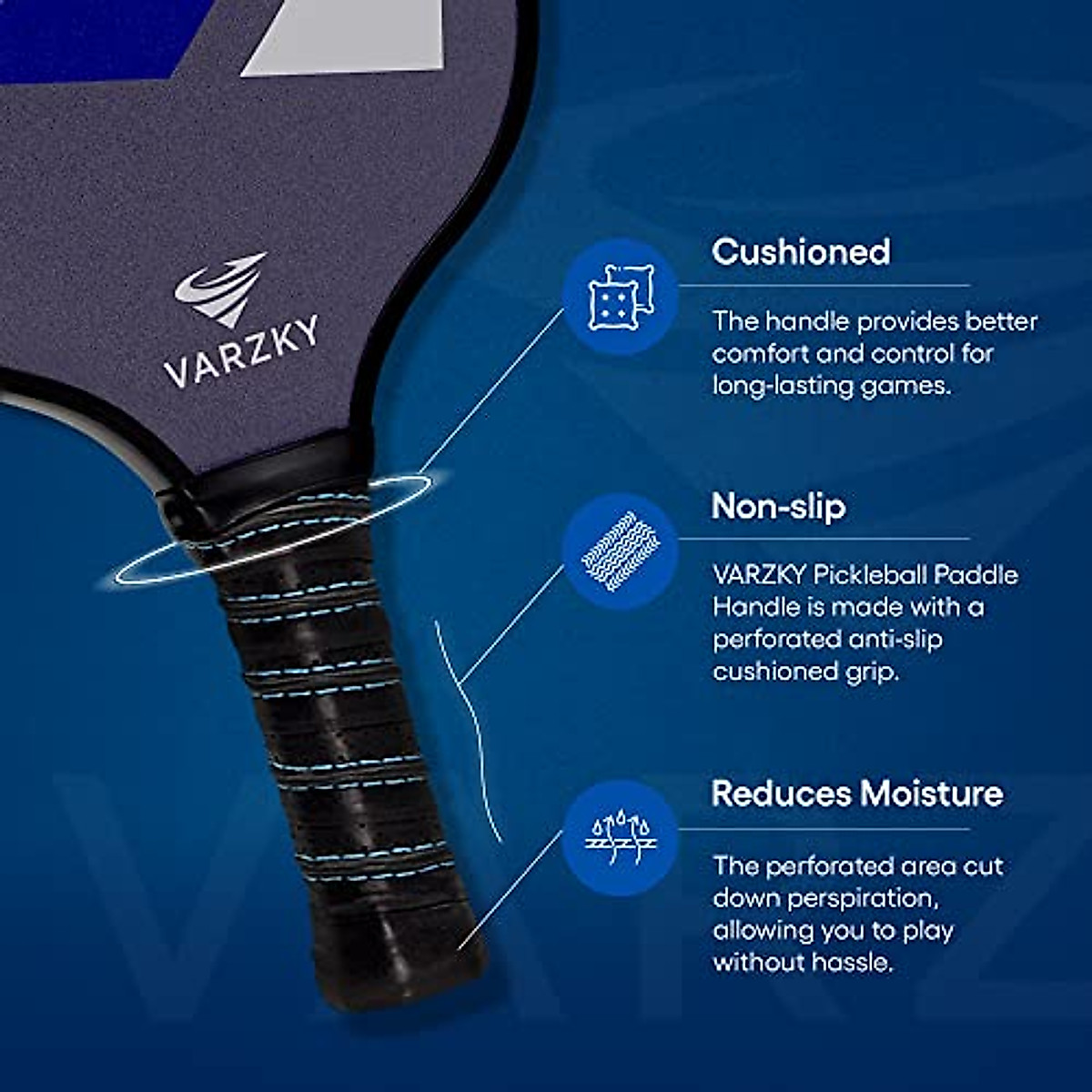 VARZKY Pickleball Paddles Set of 2 - USAPA Carbon Fiber Paddles with Advanced Polymer Honeycomb Core Technology - Lightweight Paddles with Anti-Slip Cushioned Grip - Beginners and Professional