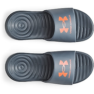 Under Armour Boys' Ansa Fixed Strap, (107) Gravel/Gravel/Orange Blast, 4, US