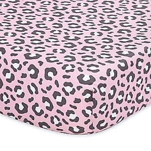 The Peanutshell Fitted Crib Sheet Set for Baby Girls, 2 Pack in Animal Print
