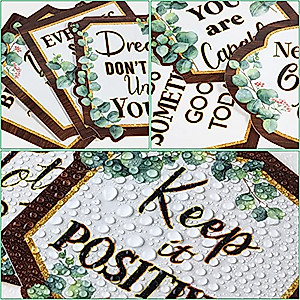 48 Pieces Eucalyptus Cutouts Eucalyptus Positive Sayings Accents Eucalyptus Classroom Decor Eucalyptus Inspirational Quotes Wall Art Greenery Accent Bulletin Boards Set for Home School Decorations