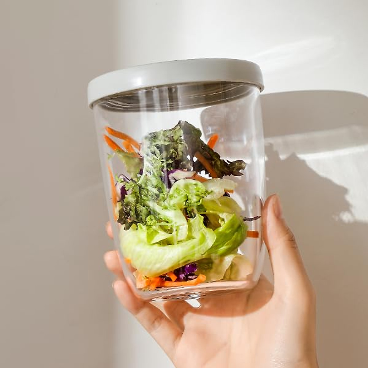 Fruit Salad Cooler Cup with Lid and Fork, Leak Proof, Plastic, Ideal for Office, Party and Travel