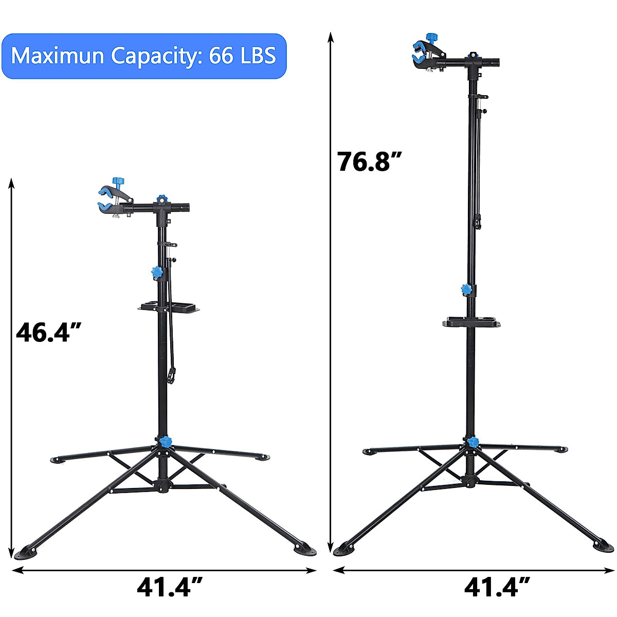 HomGarden Pro Mechanic Bicycle/Bike Repair Stand Maintenance Rack with Tool Tray Foldable Extensible Bike Workshop Stand Adjustable Height 42.5"-74", Steel