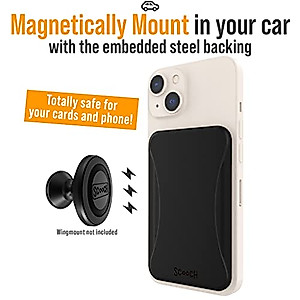 Scooch MagSafe Wallet for Men and Women [MagWallet] for iPhone with Phone Stand and Phone Grip [Car Mount Compatible] Hidden Wallet, Holds 3 to 4 Cards, 5-in-1 MagSafe Card Holder (Black)