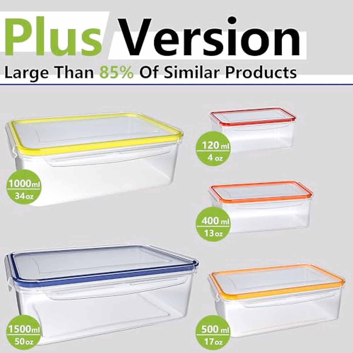 10 PCS Food Storage Containers with Lids Airtight, BPA Free Plastic Meal Prep Containers Reusable, Microwave & Freezer & Dishwasher Safe Clear Leakproof Fruit Vegetables Containers for Kitchen