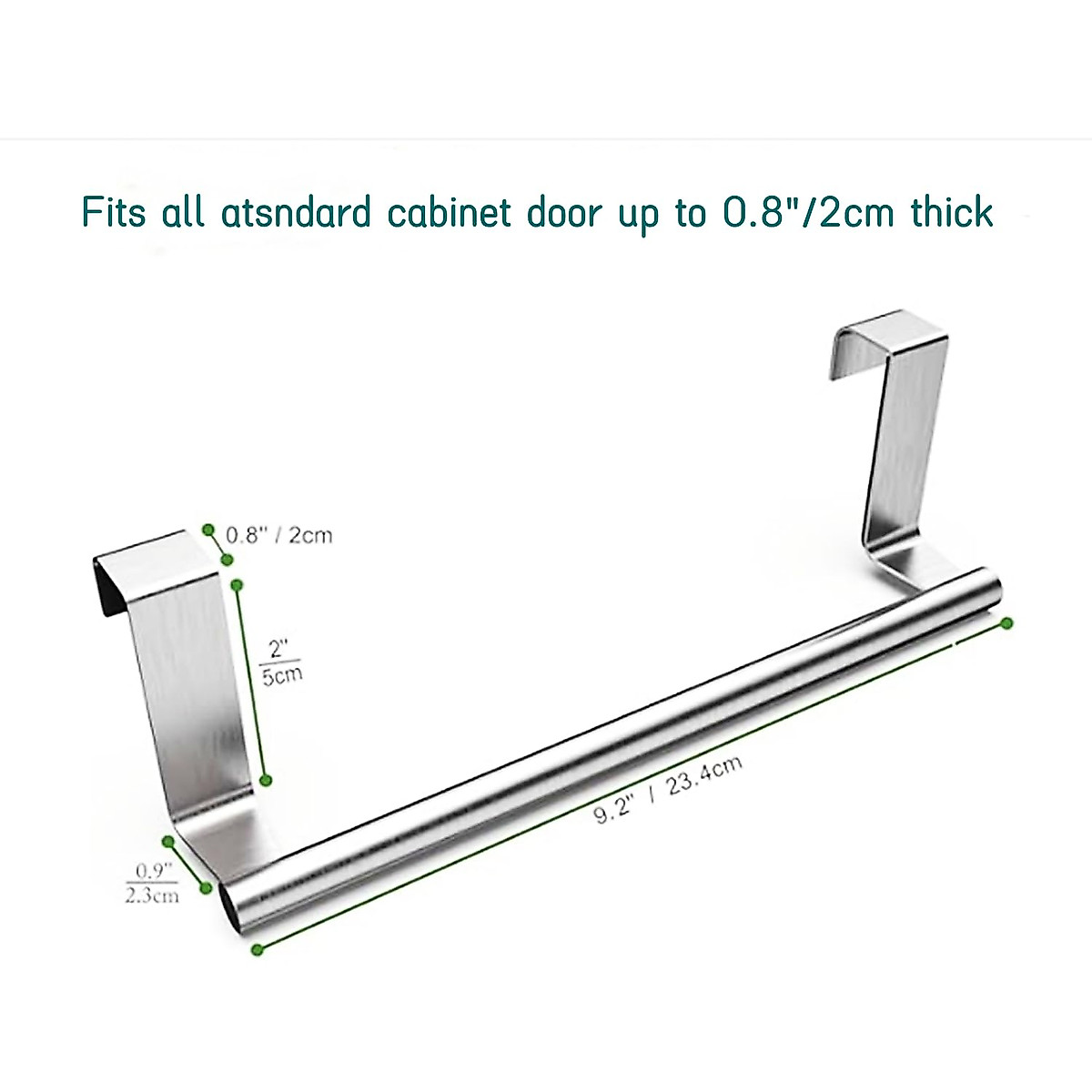 RUIBAOLY Stainless Steel Over Door Towel Rack Bar Holders for Universal Fit on Over Cabinet Cupboard Doors ，9.2" Wide - 2 Pack(Silver)