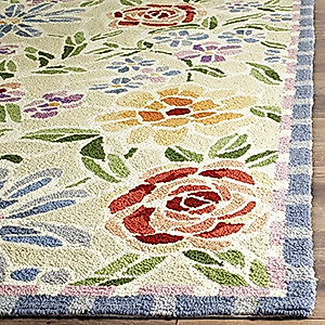 SAFAVIEH Chelsea Collection Accent Rug - 2'9" x 4'9", Ivory, Hand-Hooked French Country Wool, Ideal for High Traffic Areas in Entryway, Living Room, Bedroom (HK214A)