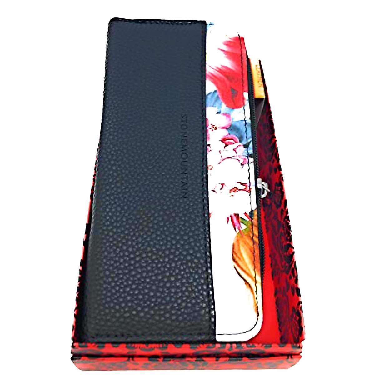 Stone Mountain Zip Around White Floral Leather Wallet in Gift Box | 7 X 4 in