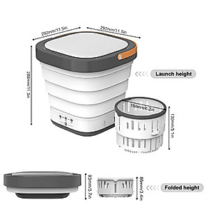 Portable Washing Machine, 9L Fast Dehydration Portable Mini Washer with Drain Basket, 2-Speed Waterproof TPE Mini Washing Machine for Underwear, Sock, Suitable for Travel, Camping,Apartments(White)