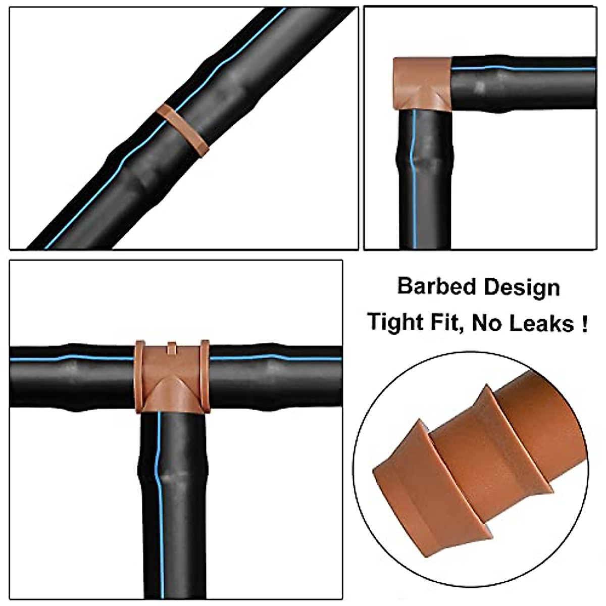 iMopo 21-Pack Drip Irrigation Universal Barbed Tee Fitting, Barbed Connectors for 1/2" Drip Tubing