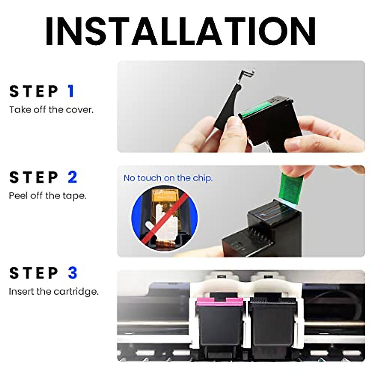 63XL Black and Tri-Color Ink Cartridges (2 Pack), Replacement for HP 63XL 63 XL Ink | Works with Envy 4520 3634 OfficeJet 3830 5252 5255 4650 5258 DeskJet 3630 1112 3632 3636 Printers (Black, Color)