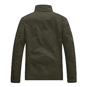 WenVen Men's Military Casual Cotton Jacket Outwear (Army Green, X-Large)