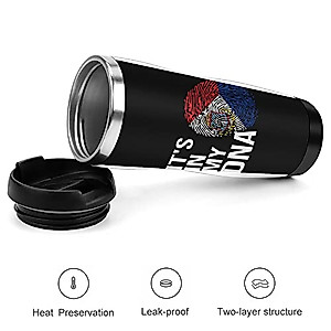 It's in My DNA Dutch Saint Martin Flag Travel Coffee Mugs with Lid Insulated Cups Stainless Steel Double Wall Water Bottle