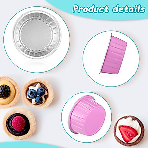 Suclain 5 OZ Aluminum Foil Baking Cups with Lids and Spoons Include Muffin Liners Cups Reusable Foil Cupcake Ramekins, Colorful Plastic Sporks for Birthday Wedding Party (Mixed Color,200 Pieces)