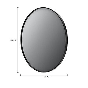 B&C 36 inch Round Mirror with 1-9/16" Matte Black Aluminum Frame, Black Metal Frame Circle Mirror, Circular Wall Mirror for Bathroom
