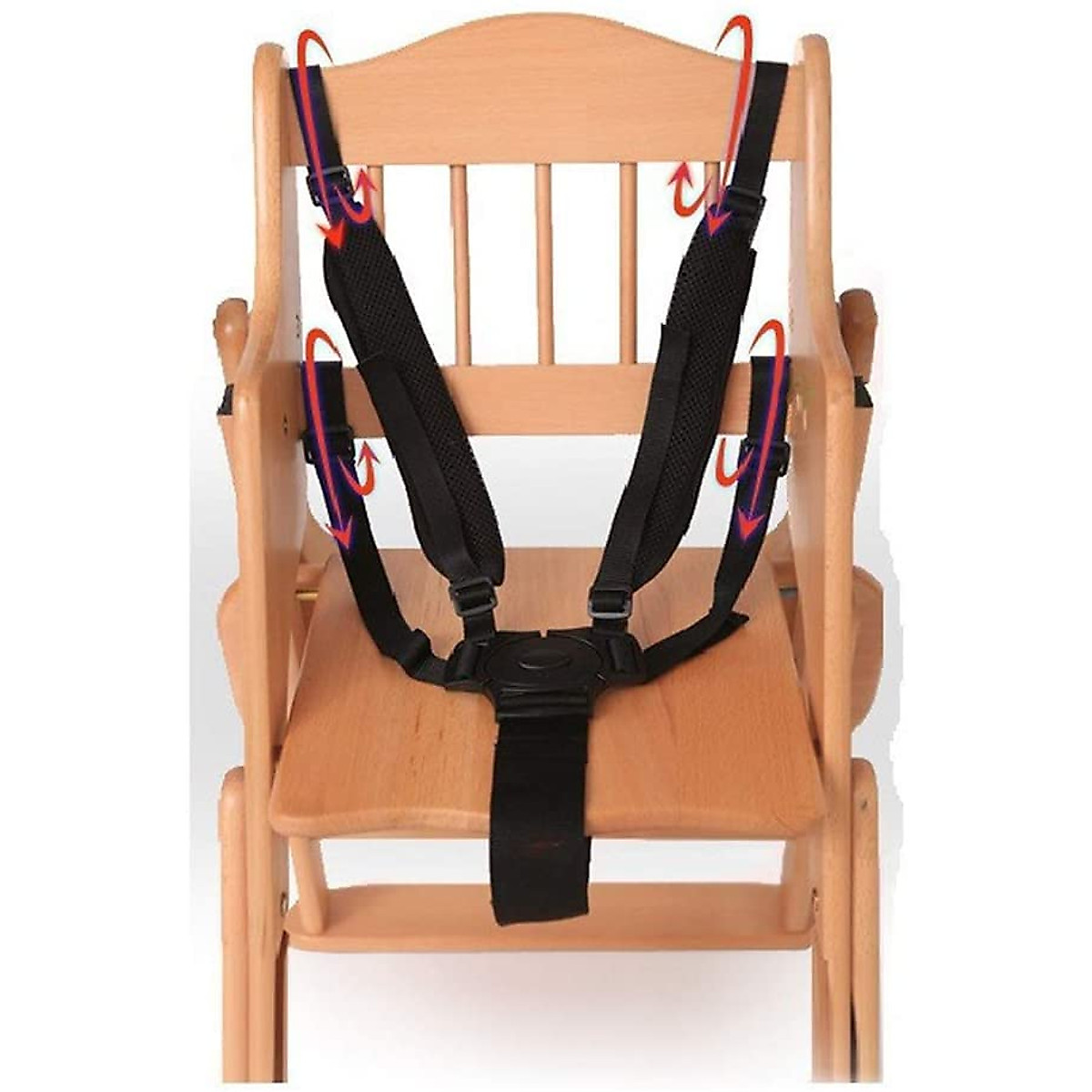 Kakalote 5 Point Child Safety Strap, Pushchair Strap, Buggy Pushchair Adjustable Seat Belt Harness Baby, Universal Baby Safe Belt Holder for Kids Stroller Pram (Black)