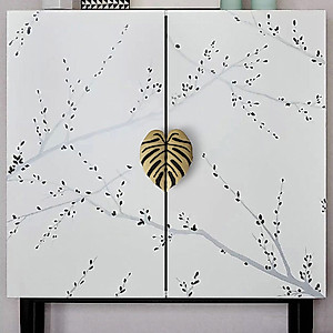 PIAOLGYI Gold Cabinet Handle Leaf Knobs for Milsbo Greenhouse Cabinet,Monstera Glass Door Cabinet Handles Accessory Compatible with IKEA Milsbo Cabinet