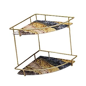 Gazechimp 2 Tier Makeup Storage Shelf Display Decoration Stand Corner Cosmetic Countertop Organizer for Bathroom, Kitchen, Office, Bedroom, Dresser, Style B
