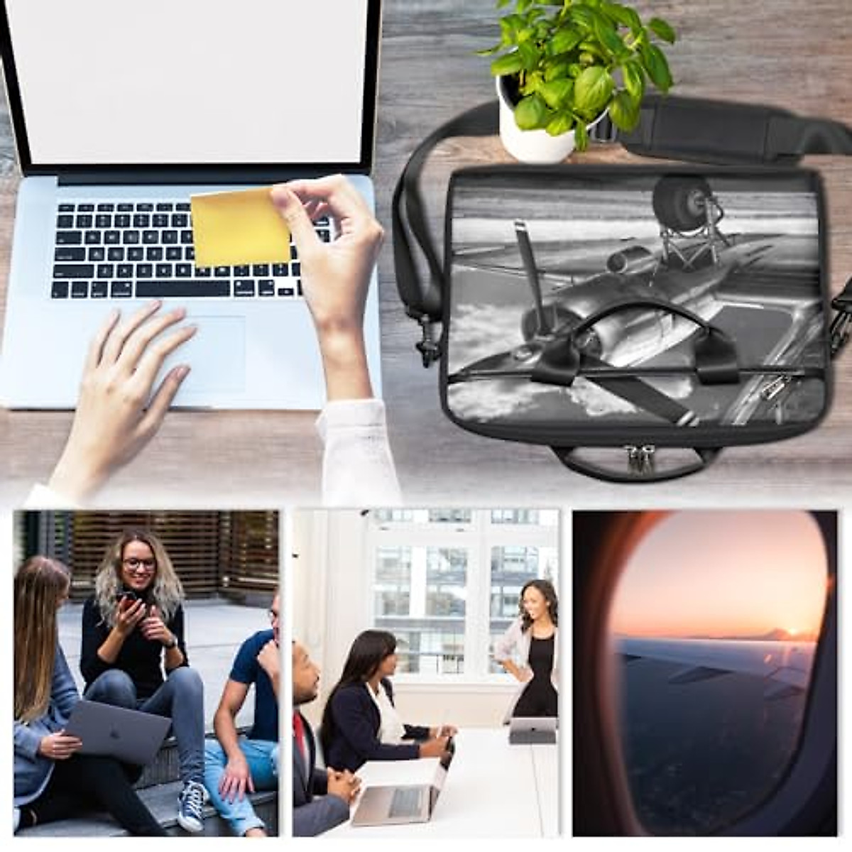 Airplanes Laptop Computer Bag Waterproof Shoulder Messenger Bag 13-15 inch Durable Laptop Tote Bag with Shoulder Strap Handle Lightweight Crossbody Briefcase