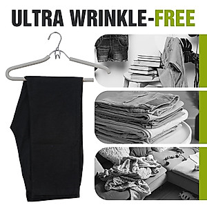 Spring Fever Foam Padded Clothes Hangers with Hooks - Sponge Non Slip Chrome Plating Heavy Duty Space Saving Open Ended for Women Men Pants Coat Green-Grey 5 Pack