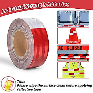 DOT-C2 Reflective Tape 2 in X 600 FT, Dot Safety Warning Tapes Bulk, Red White Waterproof Self Adhesive Trailer Tape Outdoor Caution Reflector Conspuicy Tape for Vehicles Boat Sign 6 Roll(2'' X 100FT)