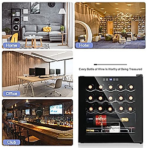 19 Bottle Wine Cooler Refrigerator, Freestanding Compressor Wine Chiller, Beverage Wine Fridge with Digital Temperature Control & Double-layer Glass Door for Red White Wine, Champagne, Beer