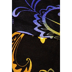 Black Palazzo Pants Multi Color Leaf Print Design, Fold Over Waist Band Small