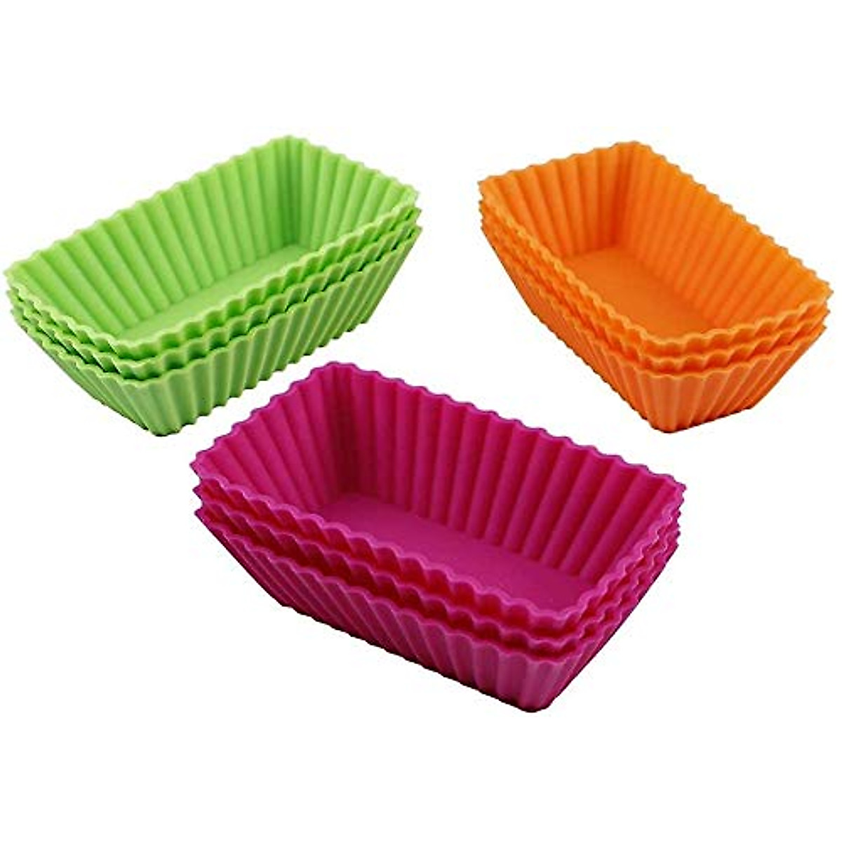 Webake Rectangular Jumbo Cupcake Liners, 4.3 Inch Silicone Baking Cups Reusable Muffin Cups Nonstick Mini Loaf Pan (Pack of 12)