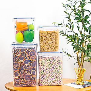 Moretoes Cereal Containers Storage, 10pcs Large Plastic Airtight Food Storage Containers with Lids for Spaghetti Flour Sugar, 6.5L/2pk, 5.2L/2pk, 2.5L/5pk