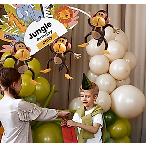 Large Inflatable Monkey (Pack of 3) 27-Inch Monkeys for Baby Shower, Safari, Jungle Themed Birthdays, Blow Up Animal Party Favors and Decorations for Kids and Toddlers