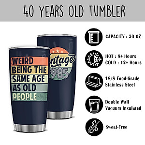 FROOBLEQUIRK 40 Years Old 20 Oz Tumbler – 40th Birthday Gift for Men, Women, Mom, Dad, Wife, Husband, Brother, Uncle, Funny 40-Year-Old Gift & Birthday Decoration