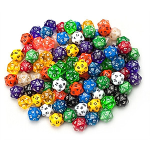 Wiz Dice Bulk Random Polyhedral Dice (D20-100 Pack) - Polyhedral Role Playing Dice in Unique Colors - DND Accessories for TTRPG Dice Games - Ideal Roleplaying Game Dice