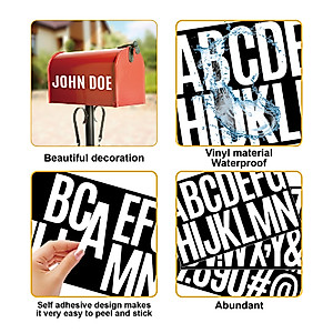 Bemeol 30 Sheets Large Letter Sickers 3 inch Vinyl Letter Alphabet Number Stickers for Bulletin Board Classroom Mailbox Window Door Home Decor(White)