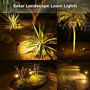 AloftSun Solar Spotlights, 4 Modes Solar Outdoor Light with USB Charging, IP68 Waterproof Solar Landscape Spotlight Outdoor for Yard Garden Driveway Porch Walkway 2 Pack Warm White