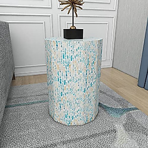 Deco 79 Mother of Pearl Shell Handmade Side End Accent Table End Table, Side Table 13" x 13" x 19", Blue