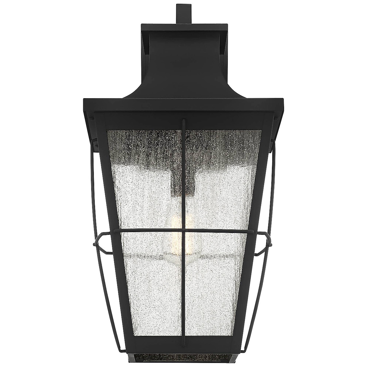 Phia Modern Industrial Outdoor Wall Light Fixture Rich Black Metal 23 1/4" Clear Seeded Glass for Exterior House Porch Patio Outside Deck Garage Yard Front Door Garden Home - John Timberland