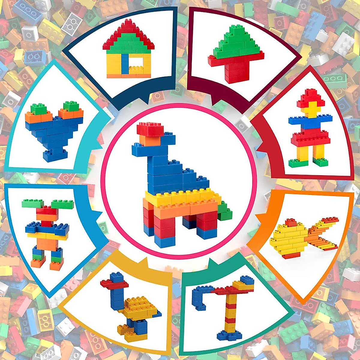 GARUNK 150 Piece Classic Big Building Bricks | Large Toy Blocks | Compatible with Most Major Brands, STEM Educational Toy Large Building Bricks Set for All Ages, Birthday Gift for Boys & Girls