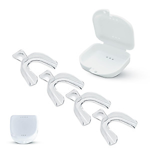 Teeth Whitening Trays Moldable 4 Dental Trays 2 Retainer Case Teeth Trays for Tooth Whitening Gel Compatible with Opalescence Teeth Whitening Gel