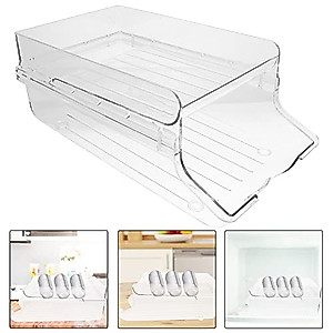 UPKOCH Stackable Refrigerator Organizer Bins Soda Can Dispenser Beverage Drink Holder Clear Plastic Canned Food Pantry Storage Rack for Fridge Freezer Kitchen Countertop Cabinet