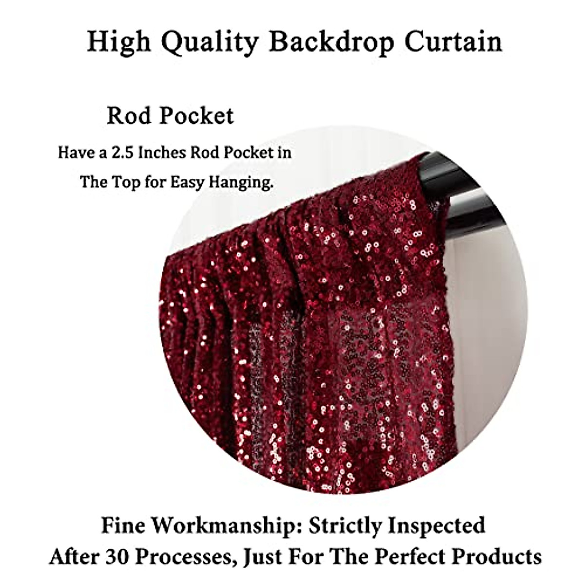 DUOBAO Sequin Backdrop Curtain 4FTx8FT Burgundy Sequins Photo Background Bridal Decoration Fabric Backdrops Glitter Wedding Party Backgrounds Drapes (4FTX8FT, Burgundy)