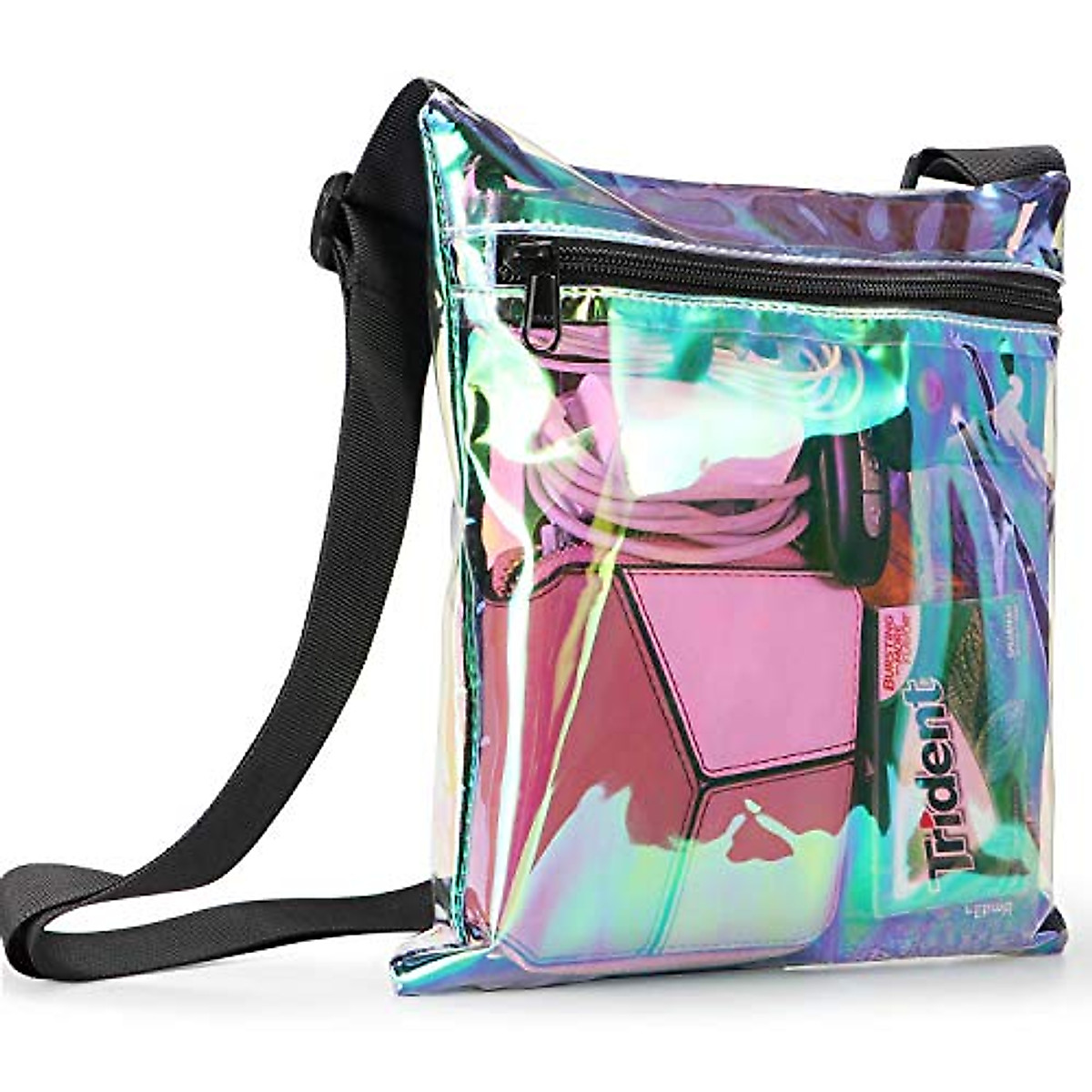 HULISEN Clear Crossbody Purse Bag, Stadium Approved, with Extra Inside Pocket