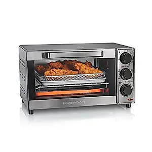 Hamilton Beach Sure-Crisp Air Fryer Countertop Toaster Oven, Fits 9” Pizza, 4 Slice Capacity, Powerful Circulation, Auto Shutoff, Stainless Steel (31403)