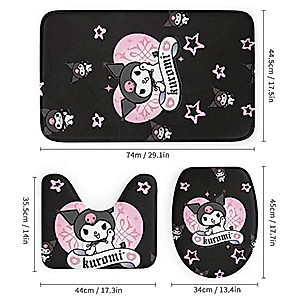 fmsnupz 4PCS Anime Shower Curtain Set, Cute Bathroom Decor with Non-Slip Rugs, Toilet Lid Cover and Bath Mat, Waterproof Fabric Shower Curtains with 12 Hooks, 70.8"x70.8"