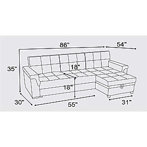 Pemberly Row Linen Reversible Sleeper Sectional in Light Gray
