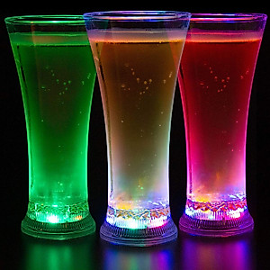 Liquid Activated Multicolor LED Pilsner Glasses ~ Fun Light Up Beer Glasses - 13 oz. - Set of 4