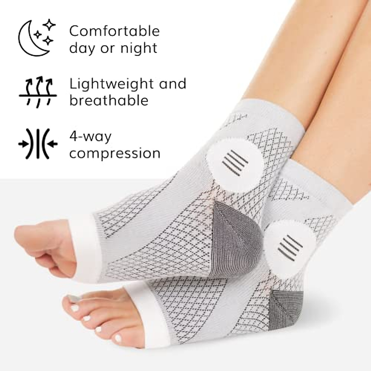 BraceAbility Neuropathy Socks - Peripheral Neuritis Therapy Compression Diabetic Open-Toe Foot Sleeves for Ankle Gout, Nerve Damage Pain in Legs and Feet Relief Brace for Men and Women (L - 1 Pair)