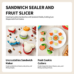 Sliafwh 9 PCS Sandwich Cutter and Sealer for Lunch - Uncrustable Maker for Lunchbox and Bento Box - Cookie Cutters for Boys Girls